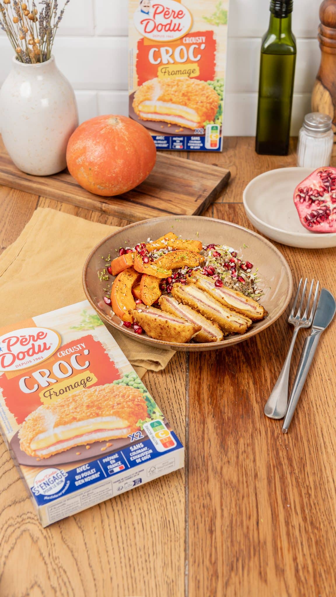 Recette hivernale au potimarron, quinoa et Croc Fromage Père Dodu ...